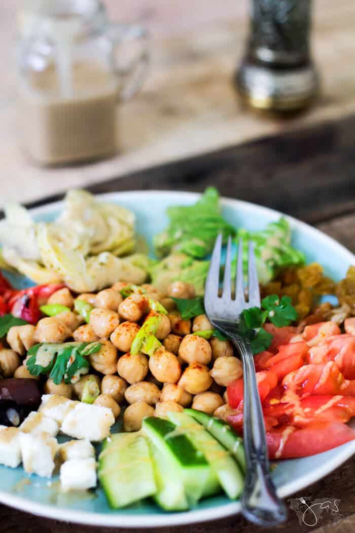Lebanese Chickpea Salad with Smoky Tahini Dressing | All that's Jas