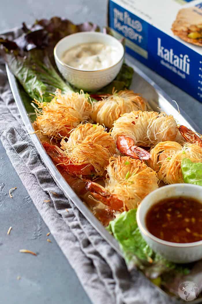 Spicy Shrimp in Crispy Kataifi Dough with Two Dipping Sauces