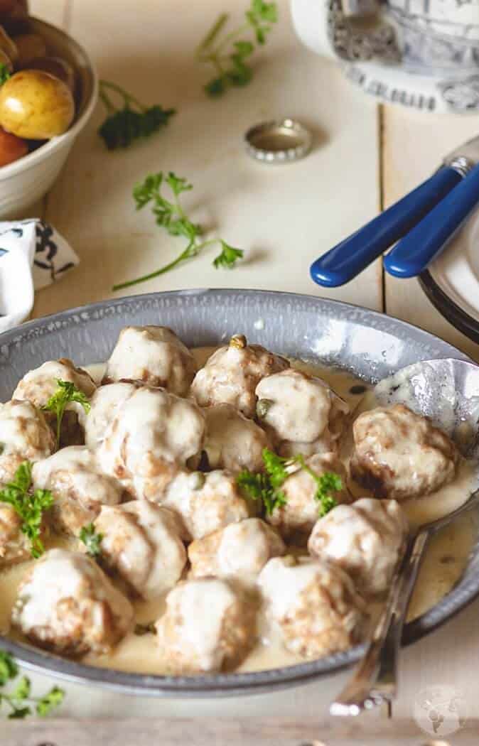 German Meatballs in Creamy Caper Sauce - Königsberger Klopse
