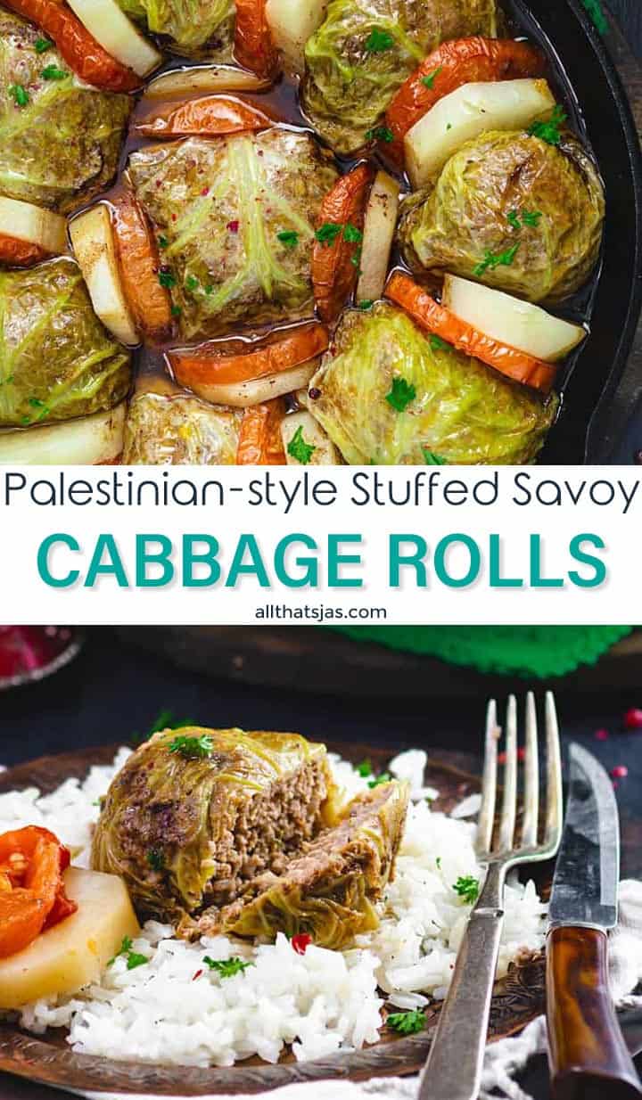 Palestinian-Style Stuffed Savoy Cabbage Rolls - Malfuf Mahshi